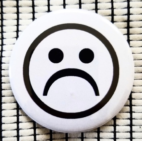 Accessories | 225 Inch Sad Face Button Badge Pin | Poshmark